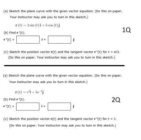 Solved Sketch The Plane Curve With The Given Vector Chegg