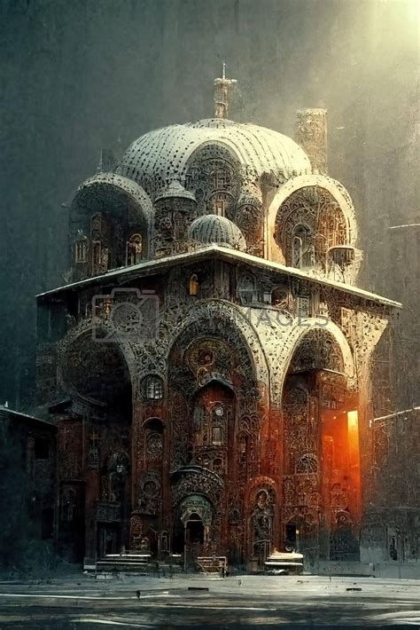 Byzantine Architecture View Digital Art 3d Illustration By Farcas