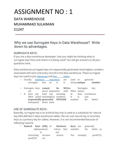Data Warehouse Assignment No 1 Assignment No 1 Data Warehouse Muhammad Sulaiman 21247 Why We