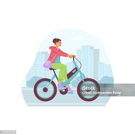 전기 자전거를 타고 젊은 여자 흰색에 고립 된 플랫 벡터 일러스트 두발자전거에 대한 스톡 벡터 아트 및 기타 이미지 두발