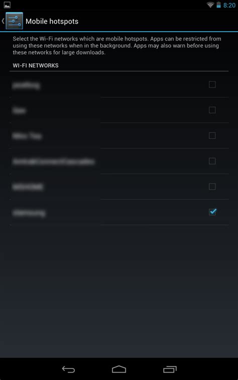 Telling Android To Conserve Data On Mobile Hotspots In Android 41