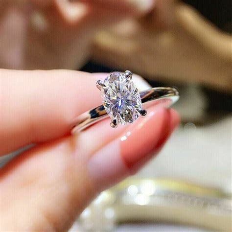 1ct Lab Created Diamond Oval Cut Solitaire Engagement Ring 14k White