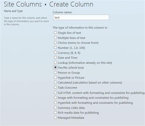 sharepoint online yes no column no option for require that this
