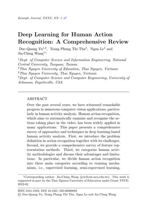 Pdf Deep Learning For Human Action Recognition A Comprehensive Review