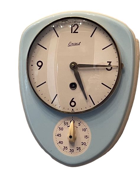 Blue White Ceramic Kitchen Clock Mid Century Wall Clock Exact Germany