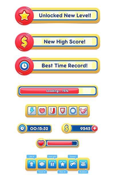 게임 사용자 인터페이스 템플릿 프리미엄 벡터