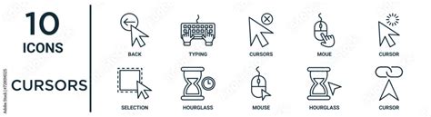 Cursors Outline Icon Set Such As Thin Line Back Cursors Cursor Hourglass Hourglass Cursor