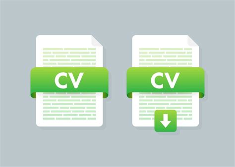 Download Cv Button Downloading Document Concept File With Cv Label And Down Arrow Sign Vector