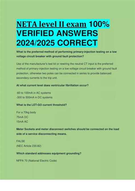 Best Review Neta Level Ii Exam 100 Verified Answers 2024 2025 Correct Neta Level Ii Stuvia Us