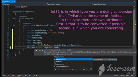 Tryparse Method In C Converting String Into Int If Possible Youtube