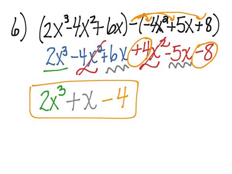 Subtracting Polynomials 4 6 Math Algebra Showme