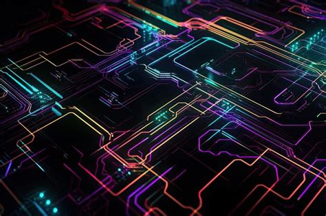 Premium Ai Image Futuristic Circuit Board Design With Neon Lines