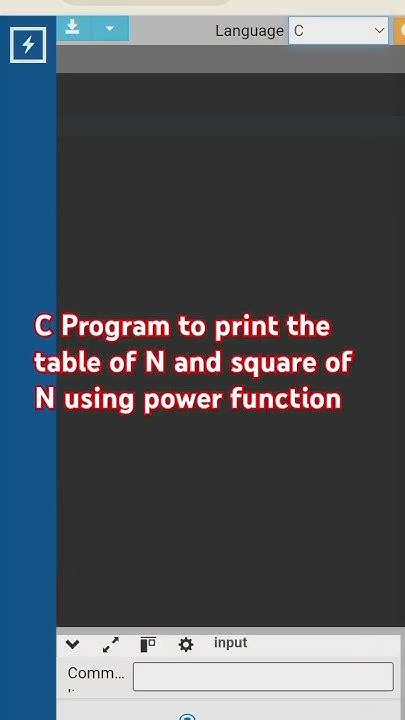 C Program To Print The Table Of N And Square Of N Using Power Function