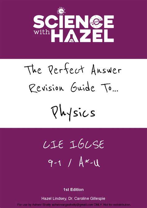 Cie Igcse Physics Science With Hazel Notes Copyright © Hazel Lindsey