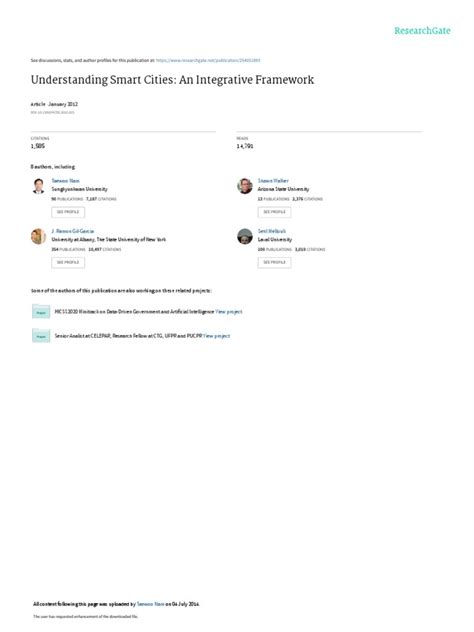 Understanding Smart Cities An Integrative Framewor Pdf Governance