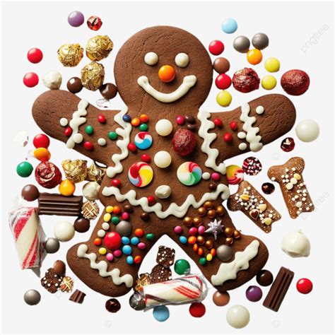 사탕과 초콜릿을 곁들인 행복한 생강빵 생강 빵 집 만화 Png 일러스트 및 이미지 에 대한 무료 다운로드 Pngtree