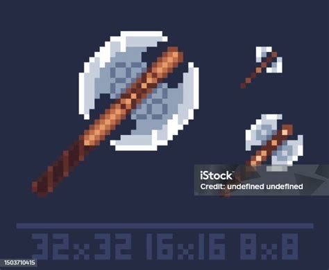 Pixel Art Viking Axe Icon For Rpg Sandbox Games Resolution 32x32 16x16
