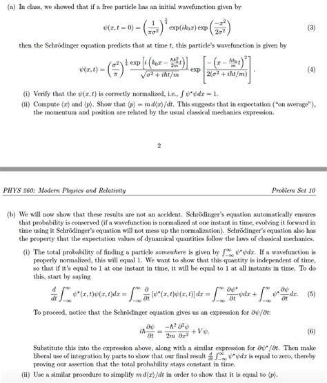 Solved A In Class We Showed That If A Free Particle Has