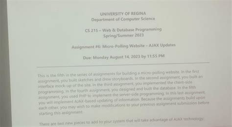 Solved University Of Regina Department Of Computer Science