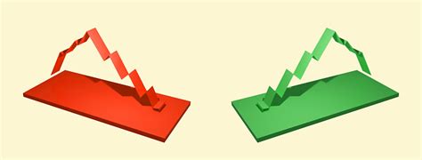 밝은 노란색 배경에 두 개의 그래프 빨간색과 녹색 색상의 그림입니다 공간을 복사합니다 금융 시장과 기호 은행 및 보험 개념 금융 및 경제 차트 성장과 위기 3d 녹색에 대한