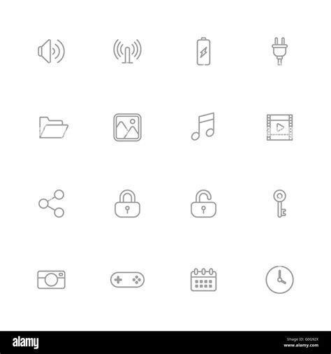 Eps10 Gray Line Simple Web Icon Set For Web Design Ui Infographic
