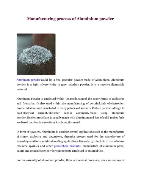 Ppt Manufacturing Process Of Aluminium Powder Powerpoint Presentation