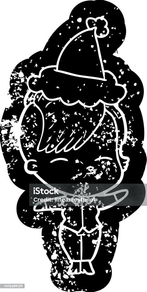 산타 모자를 쓰고 곁눈질하는 소녀의 기발한 만화 고민 아이콘 낙서 드로잉에 대한 스톡 벡터 아트 및 기타 이미지 낙서 드로잉 눈을 가늘게 뜨고 보기 만화 Istock