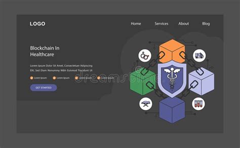 Blockchain Technology In Healthcare Concept Flat Vector Illustration Stock Vector