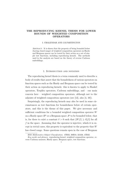 Pdf The Reproducing Kernel Thesis For Lower Bounds Of Weighted Composition Operators