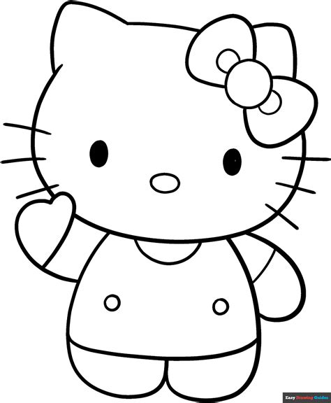 Hello Kitty Coloring Page Easy Drawing Guides