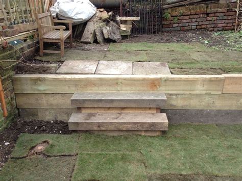 Bespoke Sleeper Steps Built 2013 Sleeper Retaining Wall Sleeper Retaining Wall Garden Design