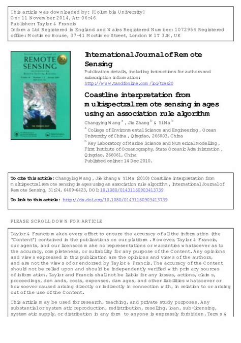Pdf Coastline Interpretation From Multispectral Remote Sensing Images Using An Association