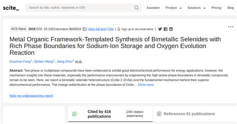 Metal Organic Framework Templated Synthesis Of Bimetallic Selenides With Rich Phase Boundaries