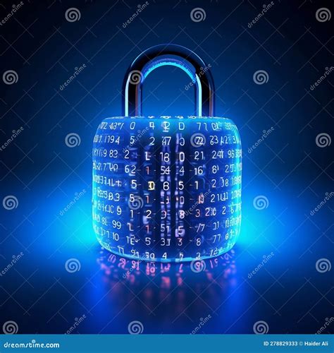 Cybersecurity Concept Blue Keylock With Binary Code Generative Ai Stock Illustration