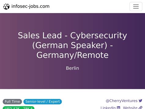 Hiring Sales Lead Cybersecurity German Speaker Germanyremote