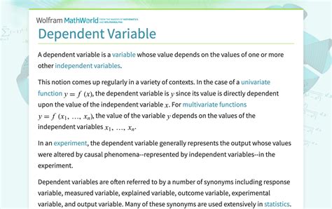 Dependent Variable From Wolfram Mathworld