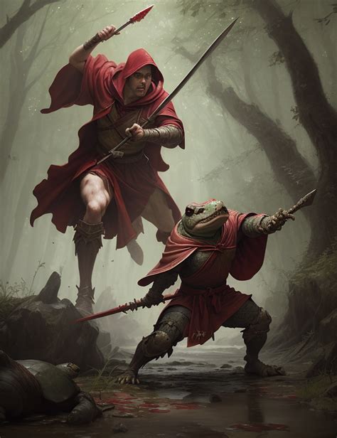 Dreamshaper Prompt A Tortle With Halberd Fighting Agains
