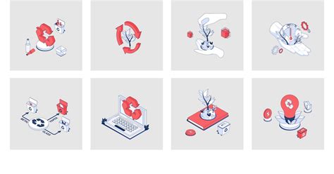 Ecology Isometric Icons Set Objects Ft 3d And Isometry Envato Elements
