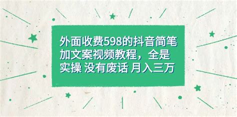 外面收费598抖音简笔加文案教程全是实操 没有废话 月入三万教程 资料 高羽网创