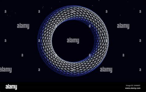 Abstract Blue And White Circle Shape Geometrical Figure Rotating On Black Background Volume