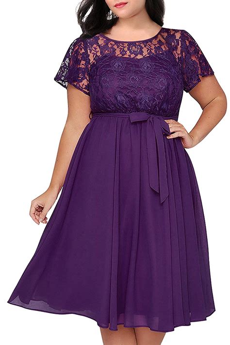 Plus Size Lace And Chiffon Wedding Guest Dresses Angrila