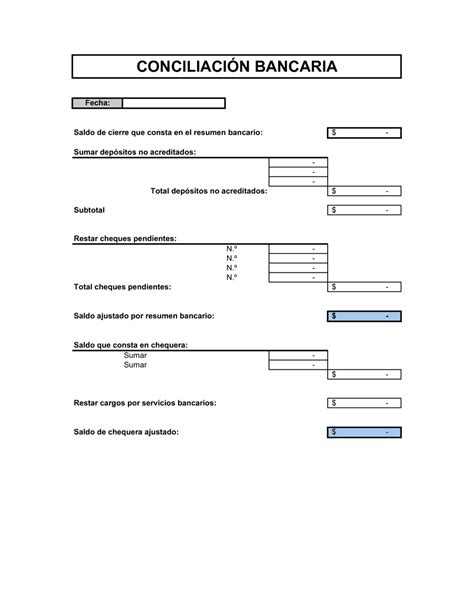 Conciliación Bancaria Plantilla Word And Pdf Prueba Gratuita