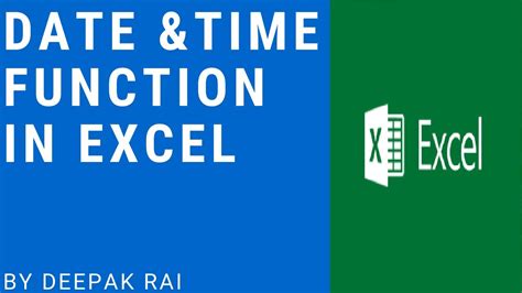 Date And Time Function In Excel Youtube