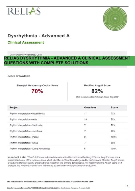 Advanced Dysrhythmia Assessment A Relias Answers Relias Dysr