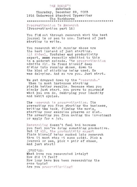 Procrastination Is Research Dan Romans Substack