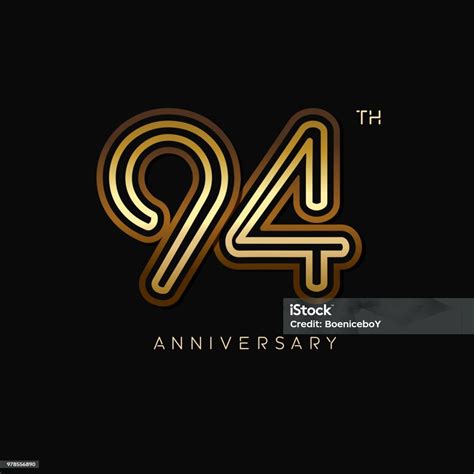 94 년 주년 기념 로고 황금과 실버 색상 검은색 축 하 초대 카드 인사말 카드에 대 한 벡터 디자인에 고립 된 기념일 로고 공휴일에 대한 스톡 벡터 아트 및 기타 이미지