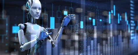 Ai And Robotic Analysis Of Financial Market Trends And Stock Predictions 3d Render Stock