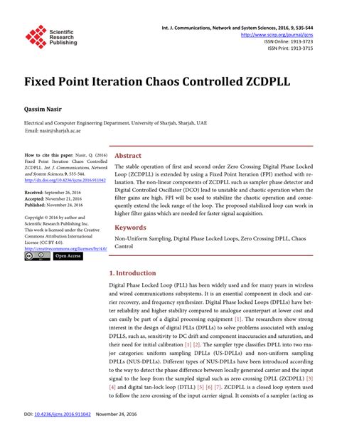 Pdf Fixed Point Iteration Chaos Controlled Zcdpll