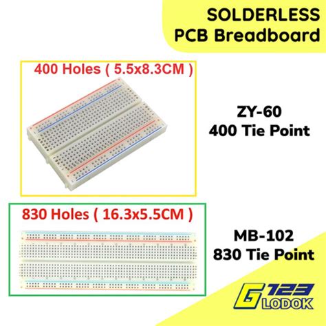 Jual Breadboard Mb 102 Mb102 400 830 Tie Point Titik Lubang Solderless