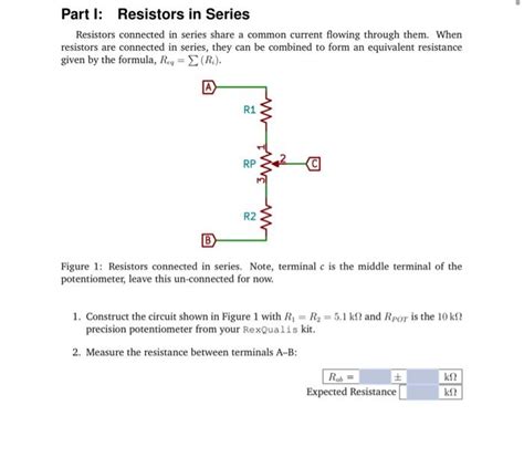 Solved Part I Resistors In Series Resistors Connected In Chegg Com